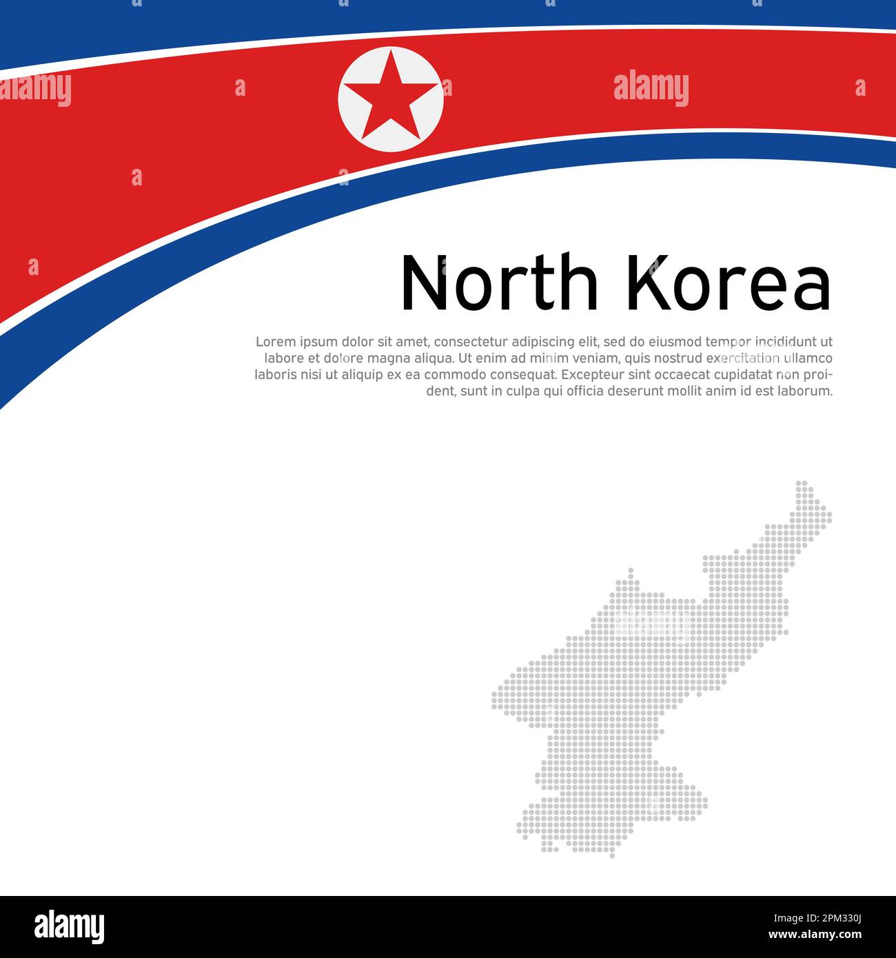 Abstract waving North korea flag, map. Background with wavy Democratic ...