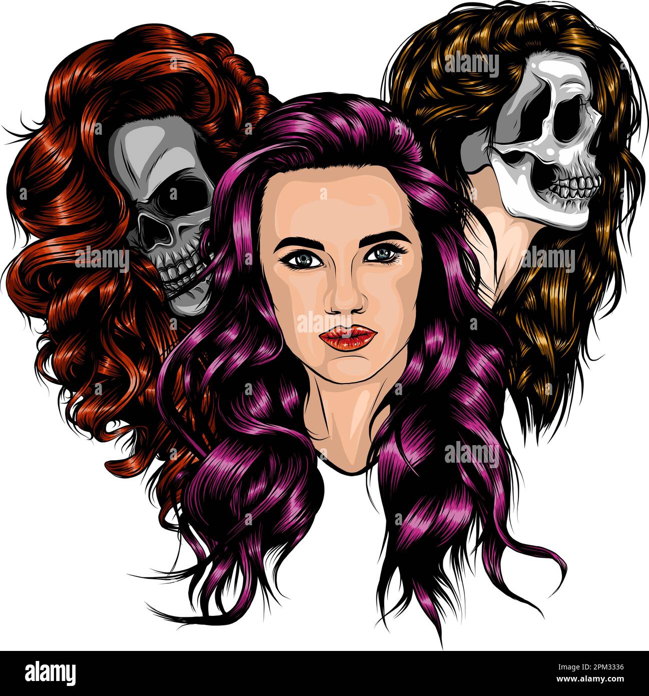 Set of female skulls. vector illustration on white background Stock ...