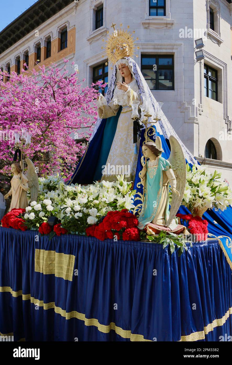 Float with Statue of Mary Virgen Inmaculada Gloriosa Easter Sunday ...
