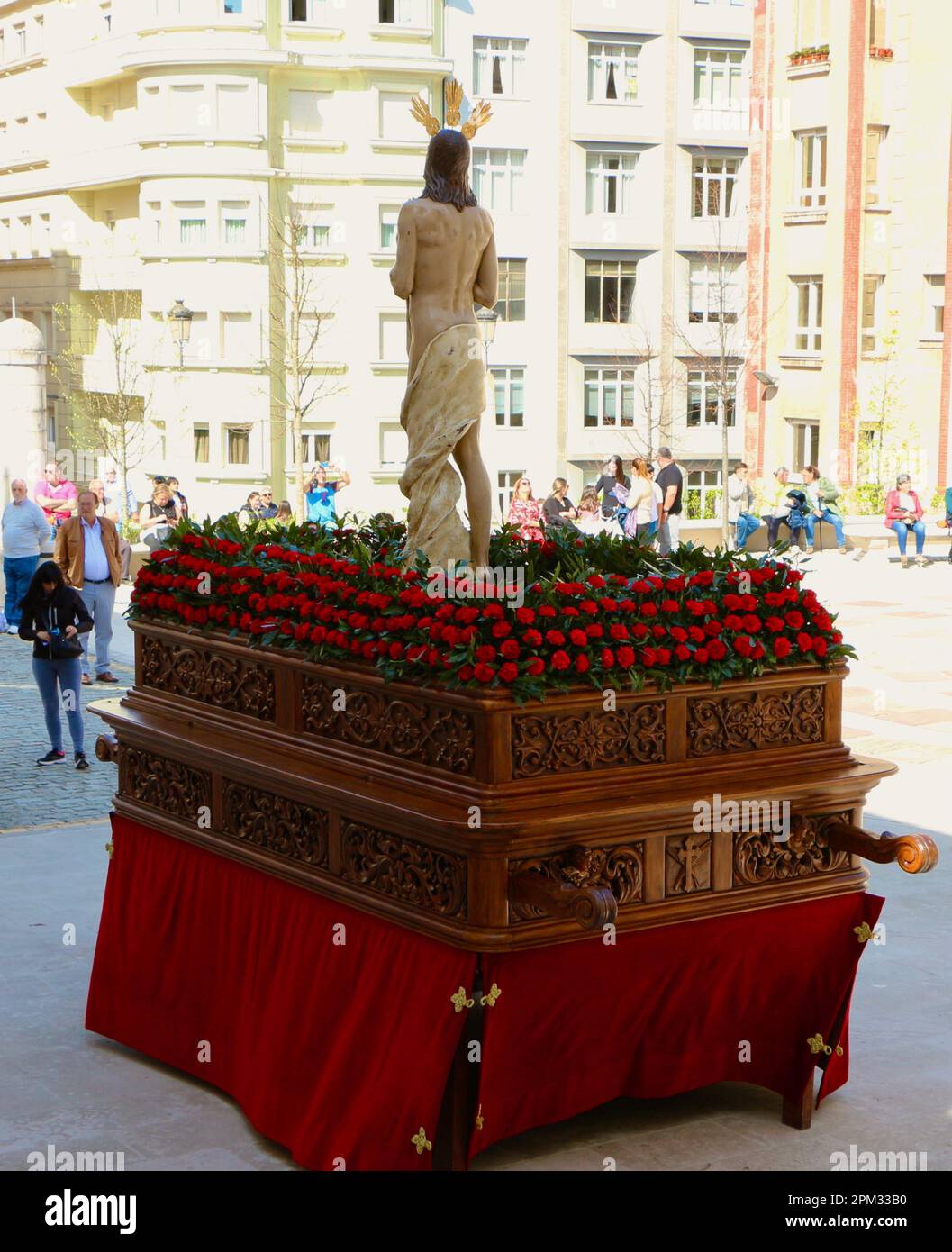 Float with a sculpture of Jesus Christ the resurrection in the Easter ...