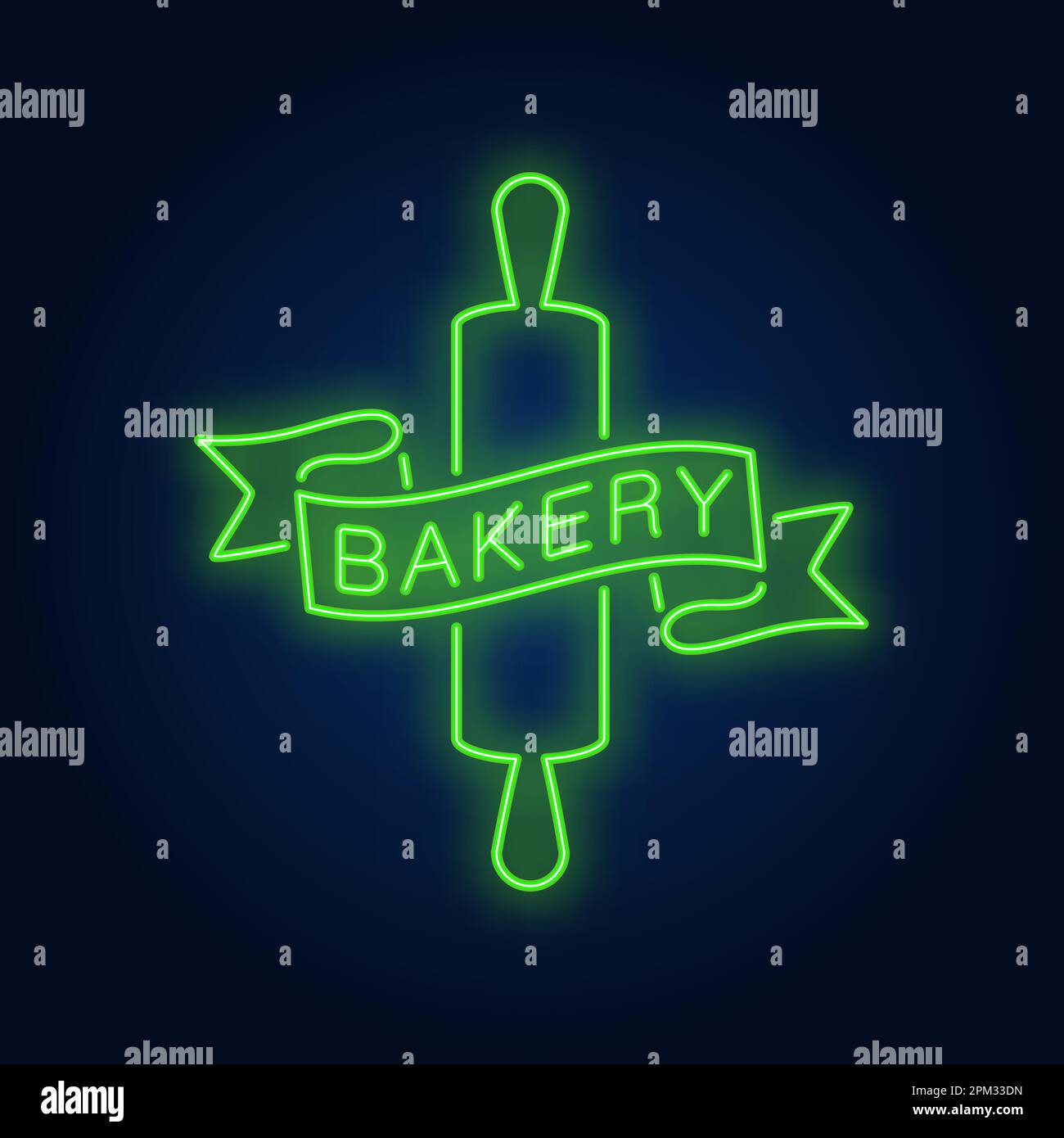 Bakery Neon Sign with Rolling Pin Stock Vector Image & Art - Alamy