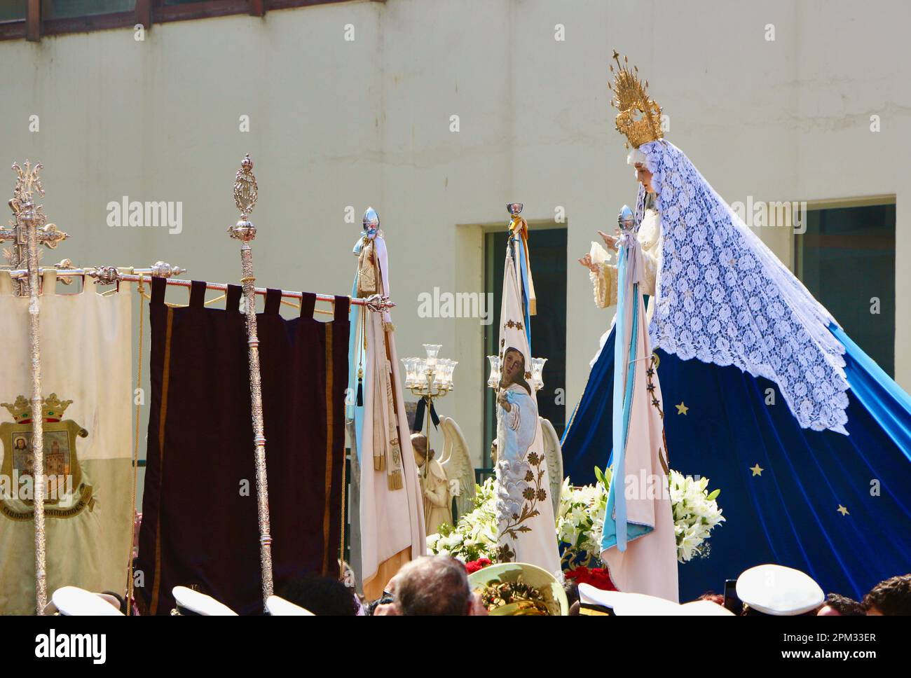 Statue of Mary Virgen Inmaculada Gloriosa Easter Sunday procession with ...