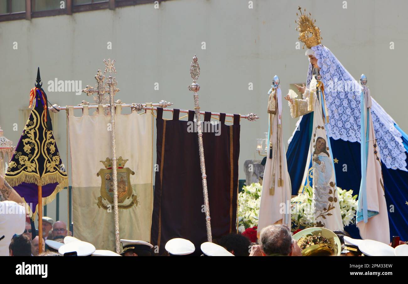 Statue of Mary Virgen Inmaculada Gloriosa Easter Sunday procession with ...