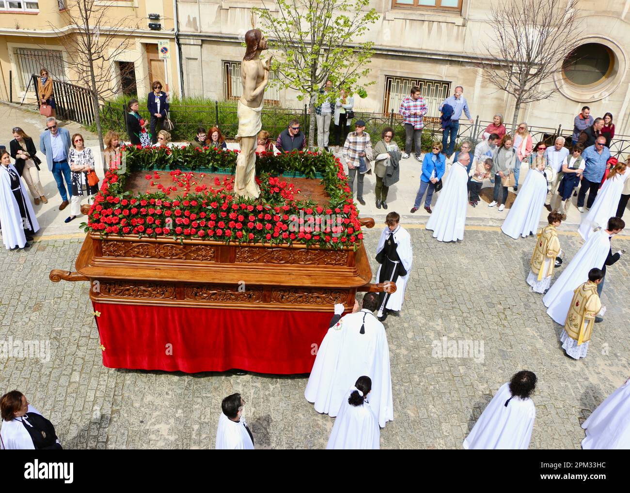 Easter Sunday procession with a sculpture and float of Jesus Christ ...