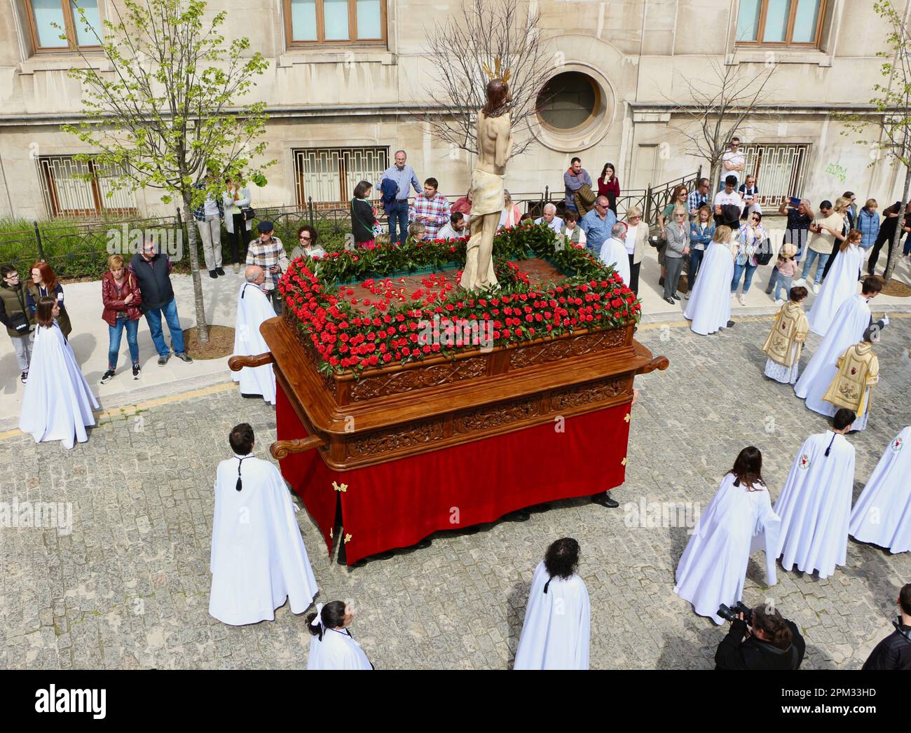 Easter Sunday procession with a sculpture and float of Jesus Christ ...