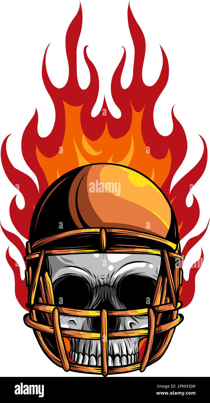 football player skull with flames vector design Stock Vector Image ...