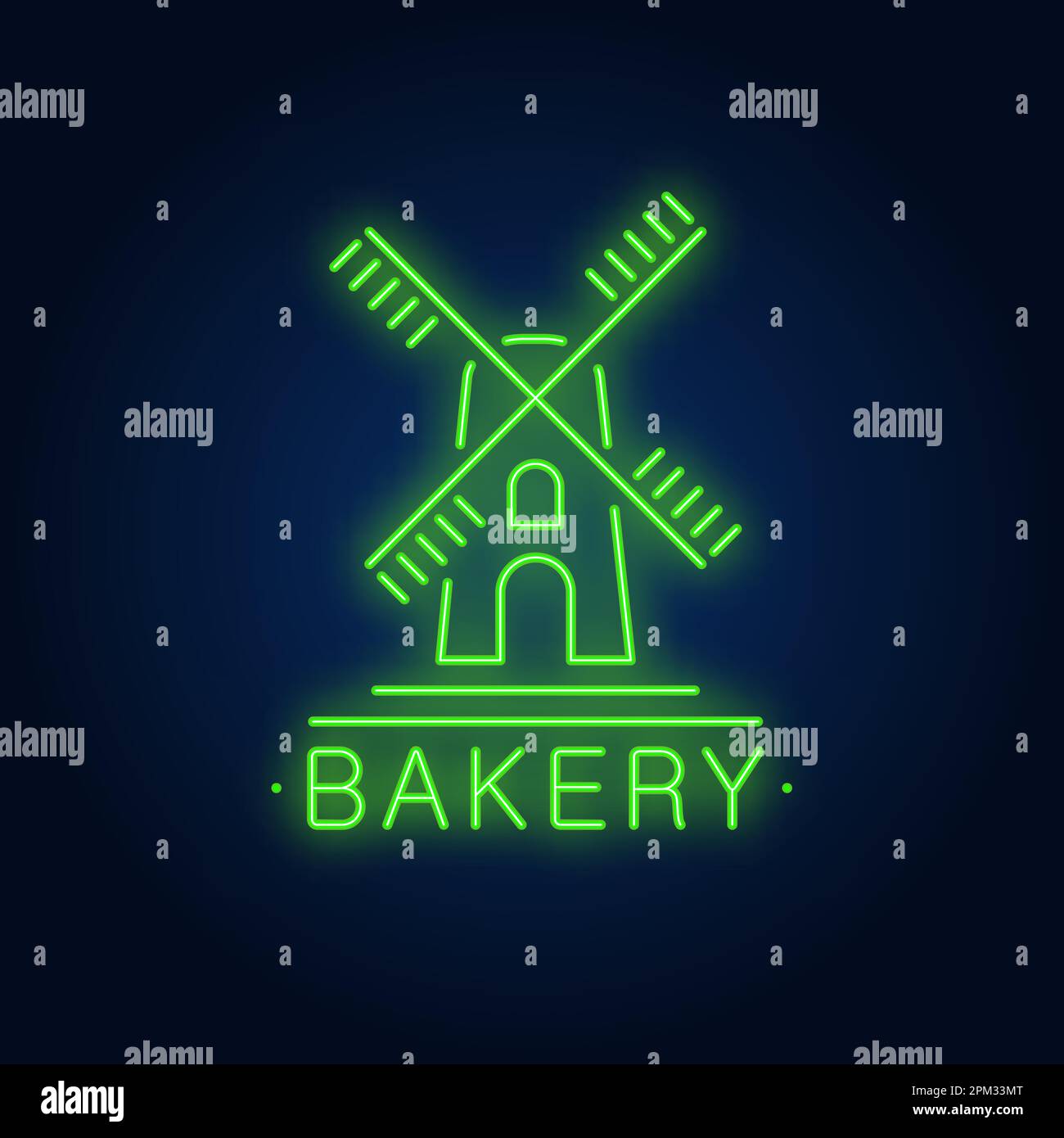 Bakery Neon Sign with Windmill Stock Vector Image & Art - Alamy