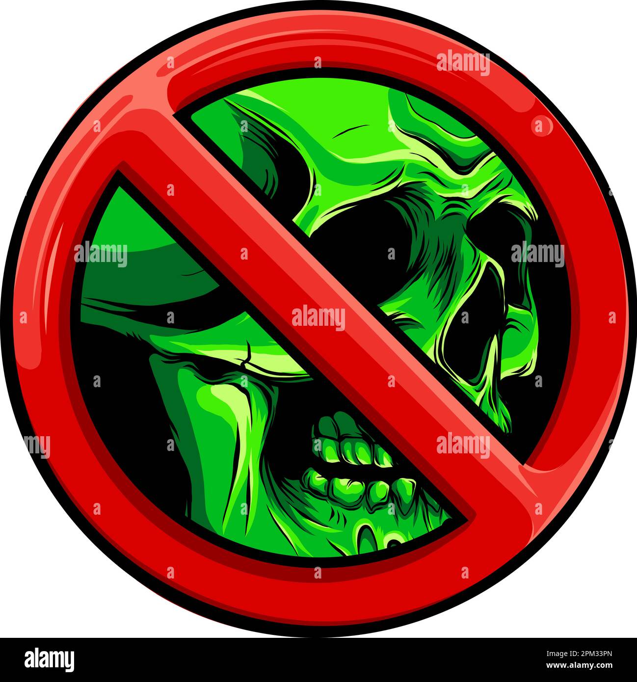 Stop or ban red round sign with skull. vector illustration design ...
