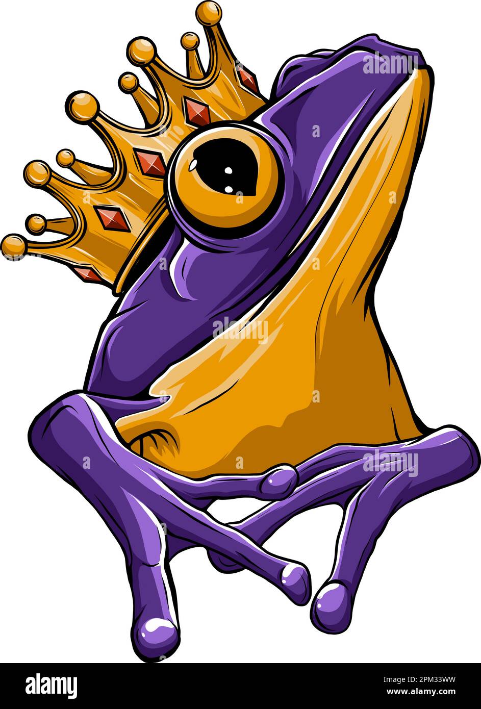 Illustration of a cute little happy frog prince with a crown isolated ...