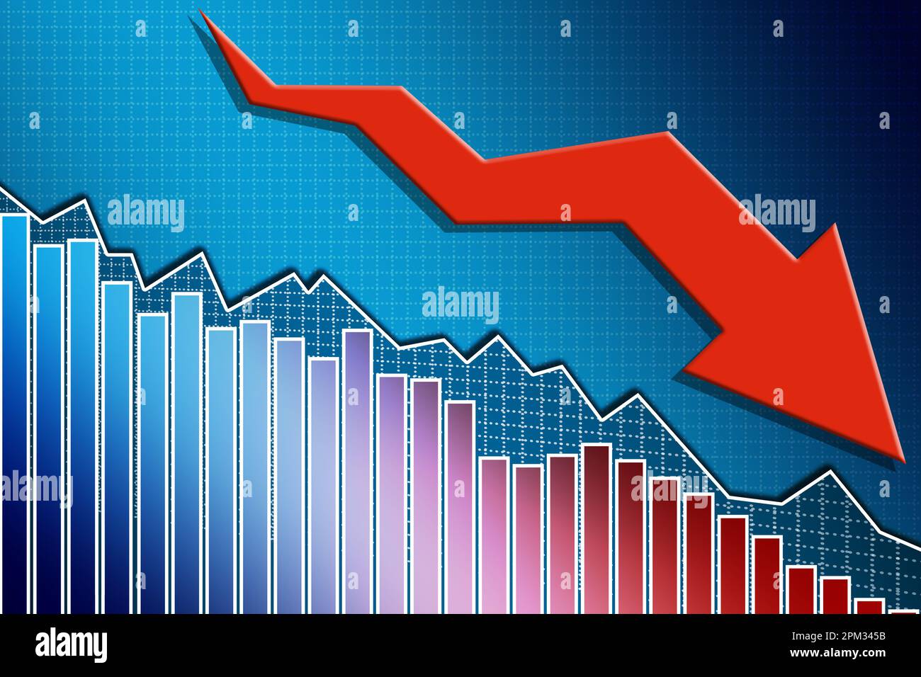 Economy falling down with arrow and flag, 3d rendering Stock Photo - Alamy