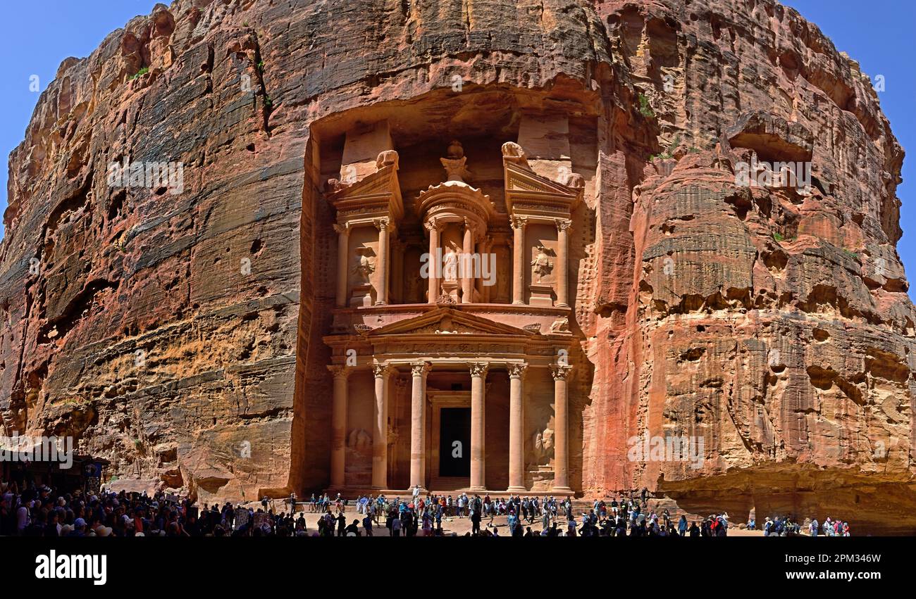 Petra city Al-Khazneh Treasury Temple Nabatean Kingdom structure, rock ...