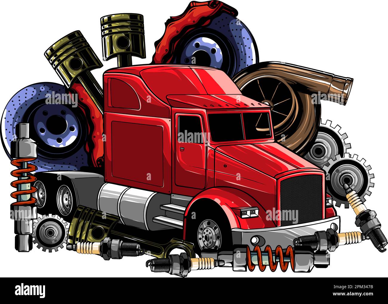 Auto Care Truck Repair Logo Design Template Stock Vector Image & Art ...