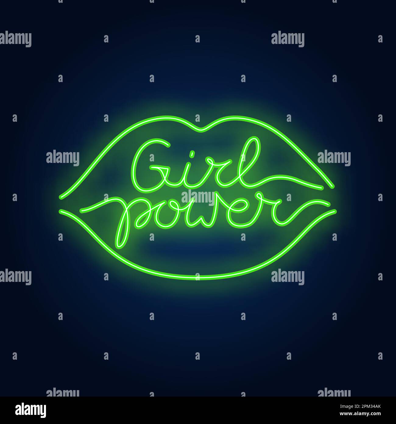 Girl power neon text in lips outline logo Stock Vector Image & Art - Alamy