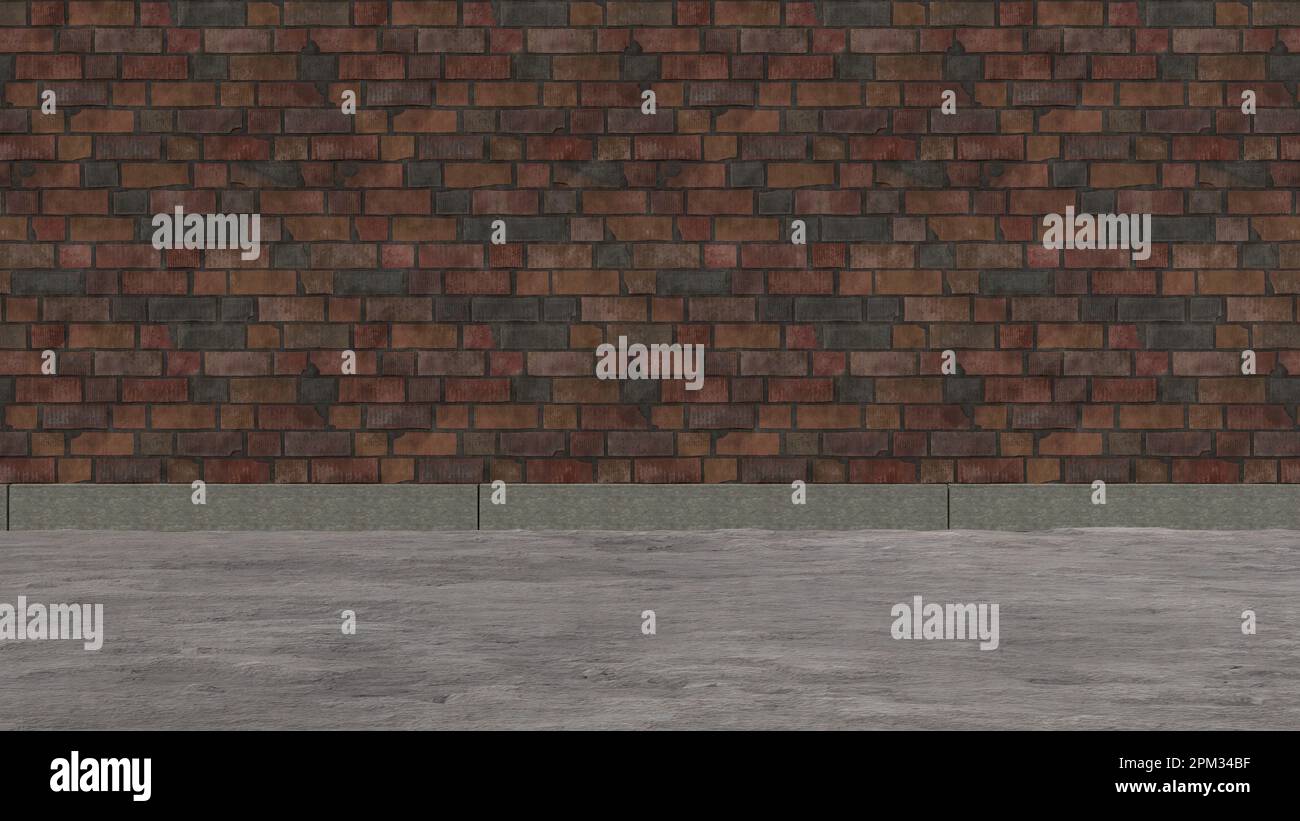 outdoor concrete floor overlapping brick wall space abstract street modern 3d rendering ...