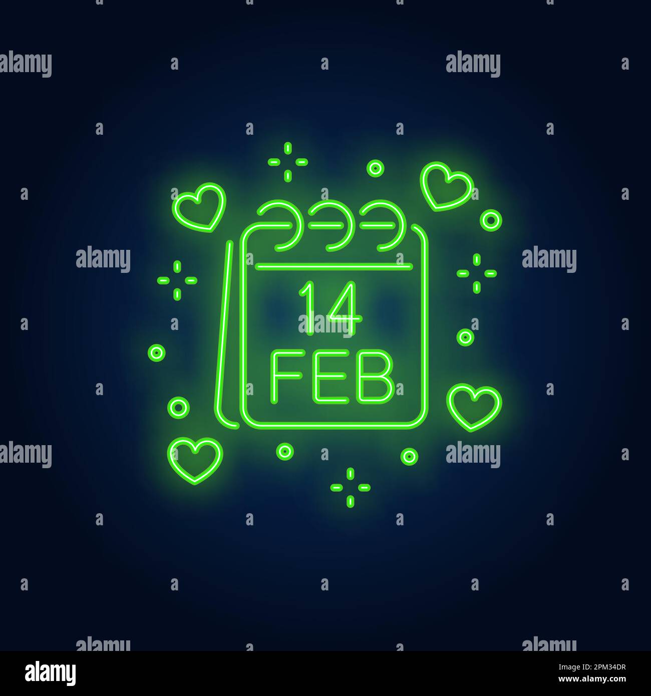 Fourteen February neon sign. Calendar Stock Vector Image & Art - Alamy