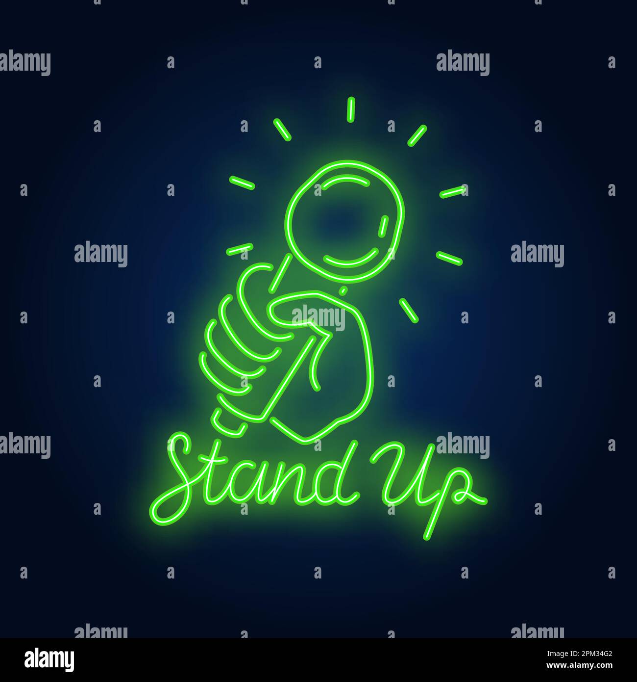 Stand Up Neon Sign with Microphone Stock Vector Image & Art - Alamy