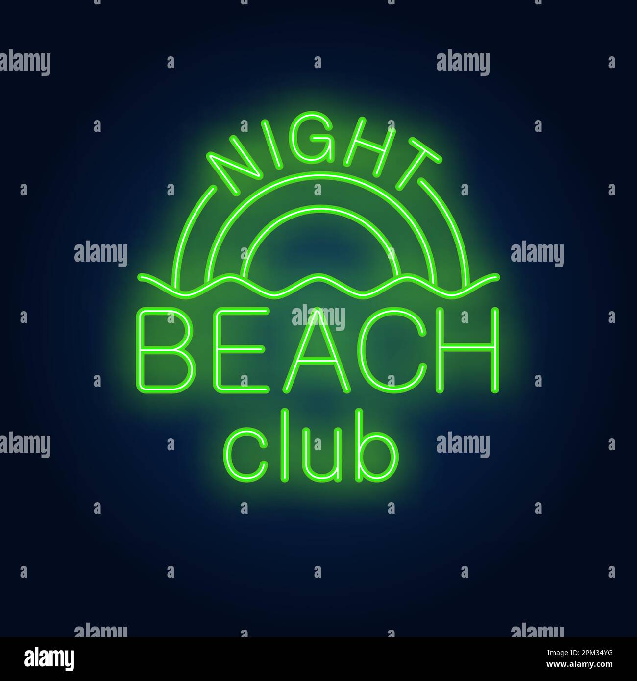 Night Beach Club lettering and rainbow. Neon sign Stock Vector Image ...