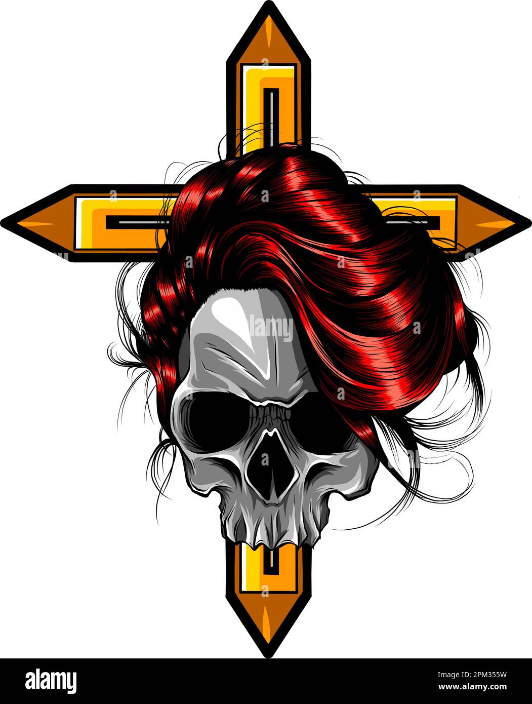 Vector Image Of A Cross Decorated With Skull Stock Vector Image & Art ...