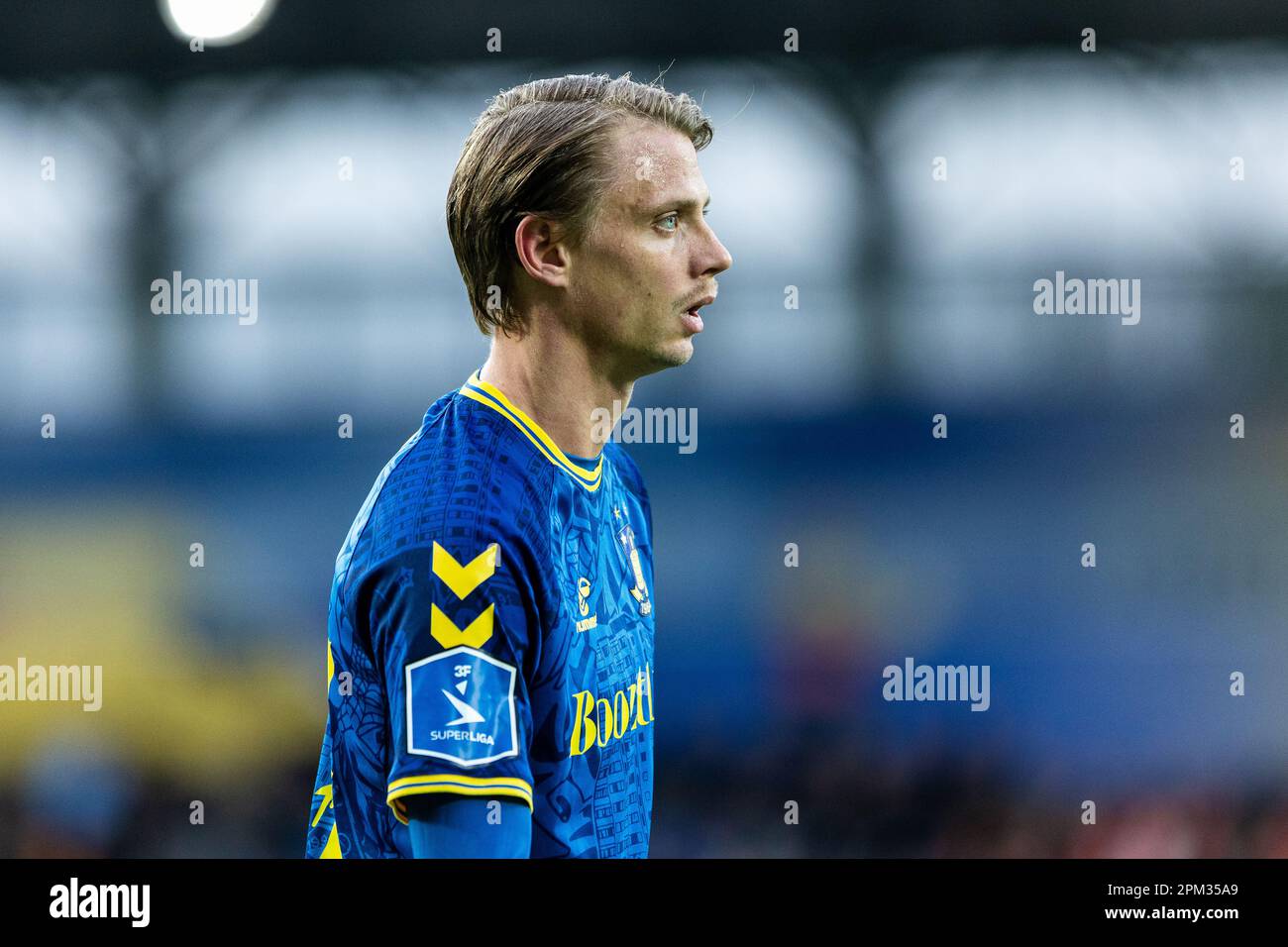Farum, Denmark. 10th Apr, 2023. Simon Hedlund (27) of Broendby IF seen ...