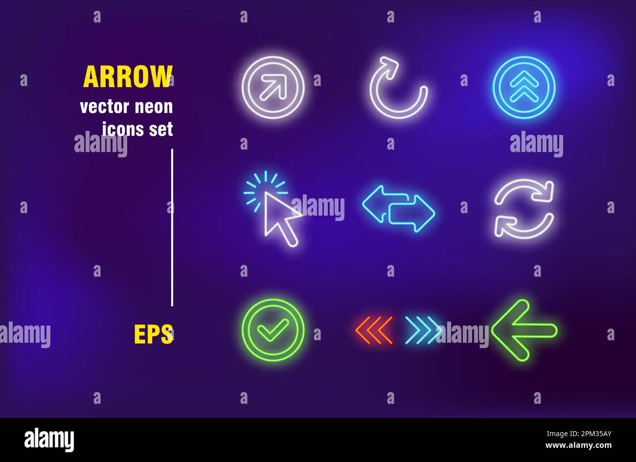 Arrows neon signs set Stock Vector Image & Art - Alamy