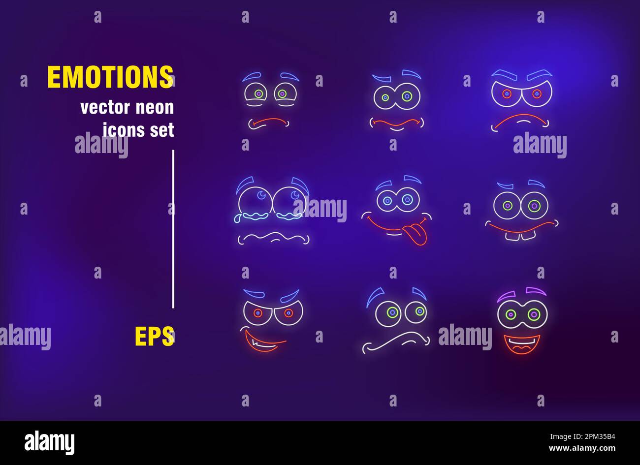 Emotions neon signs set Stock Vector Image & Art - Alamy