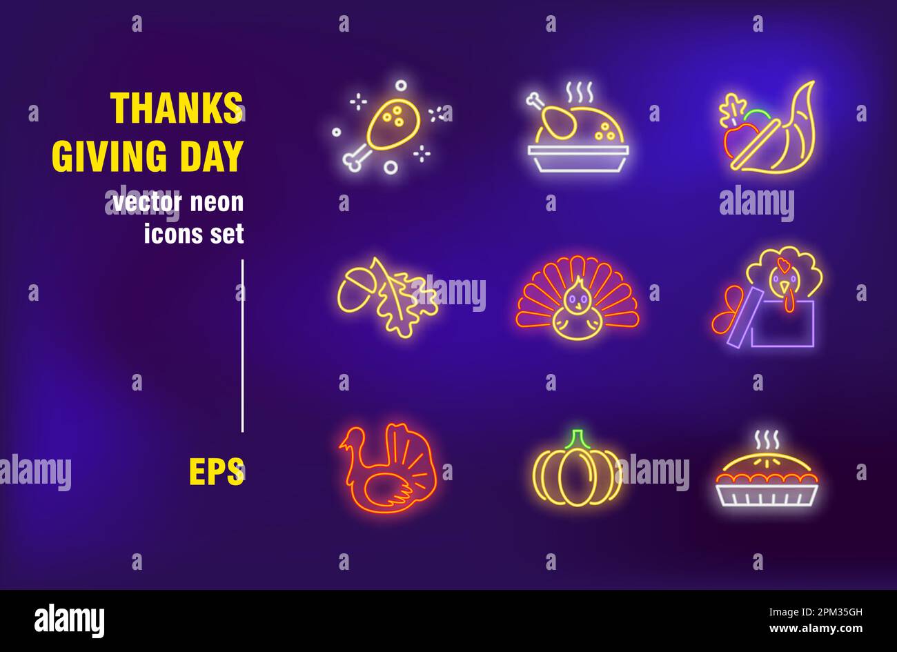 Thanksgiving neon signs set Stock Vector Image & Art - Alamy