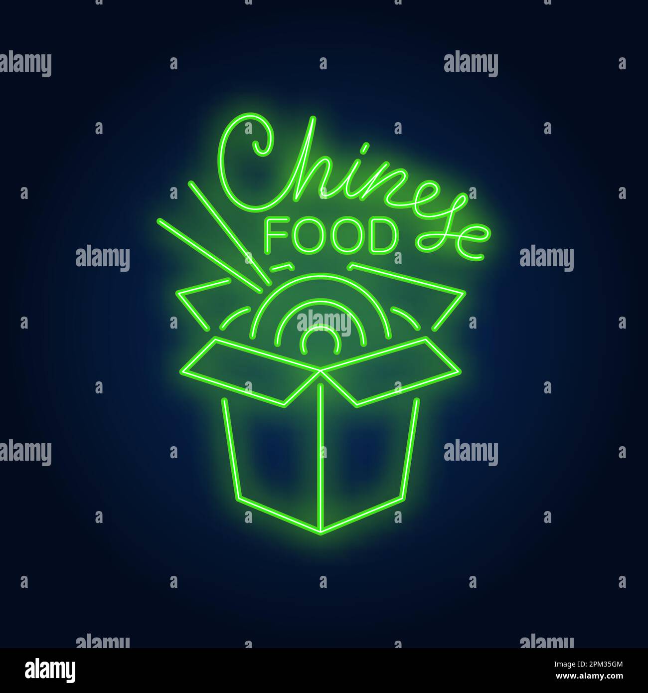Chinese Food Neon Sign with Noodles Box Stock Vector Image & Art - Alamy