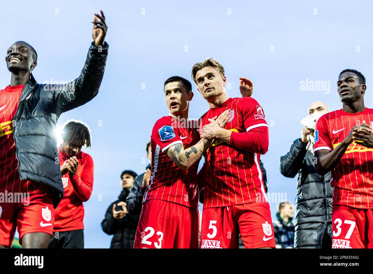 Farum, Denmark. 10th Apr, 2023. Oliver Villadsen (23) and Martin Frese ...