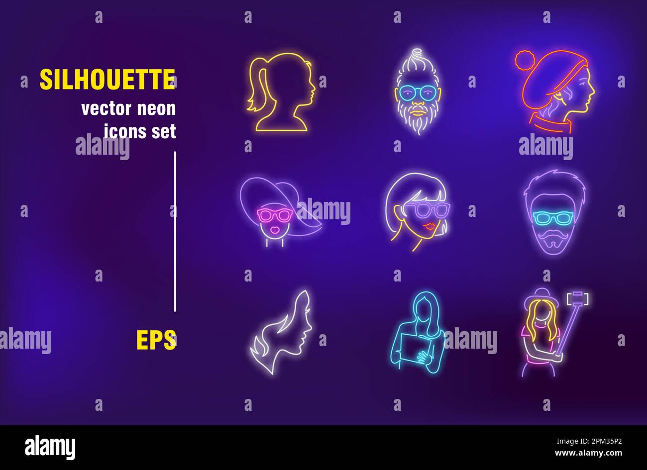 Neon light silhouettes Stock Vector Images - Alamy