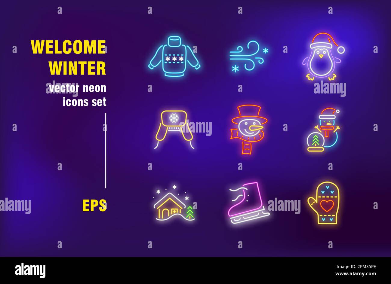 Welcome winter neon signs set Stock Vector Image & Art - Alamy