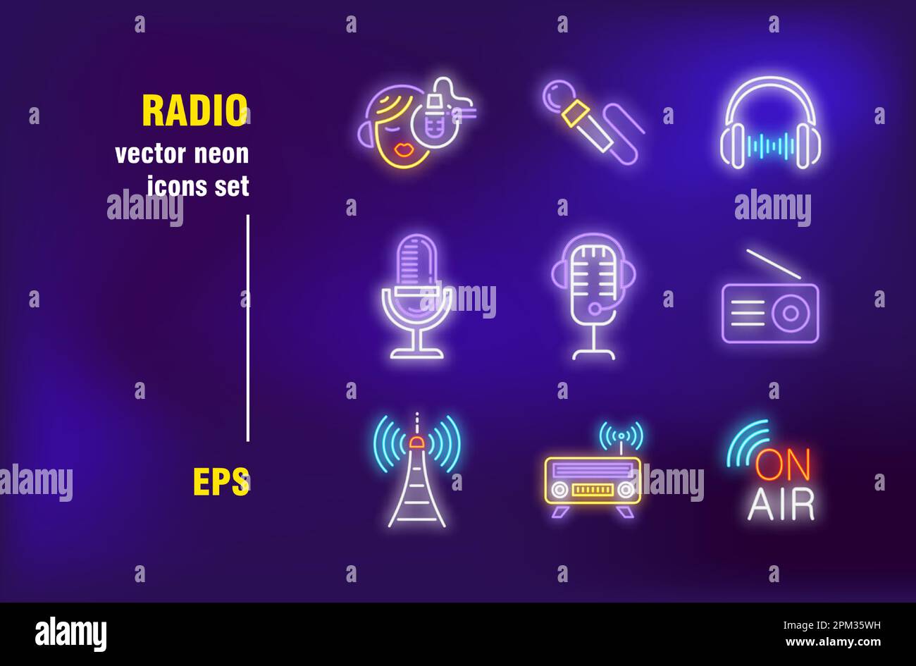 Radio neon signs set Stock Vector Image & Art - Alamy