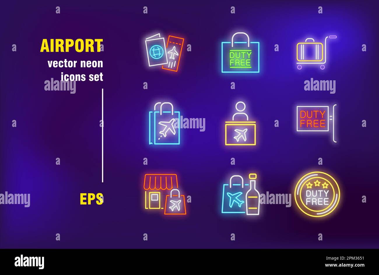 Airport neon signs set Stock Vector Image & Art - Alamy