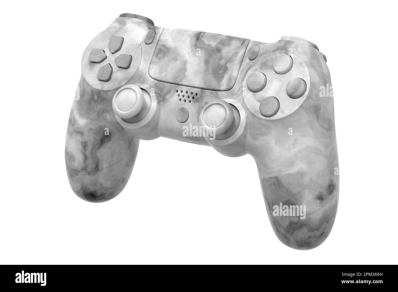 Realistic video game joystick with black marble texture on white ...