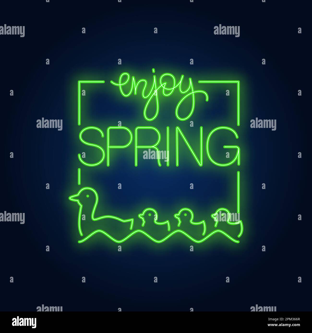 Enjoy spring neon sign with ducks Stock Vector Image & Art - Alamy