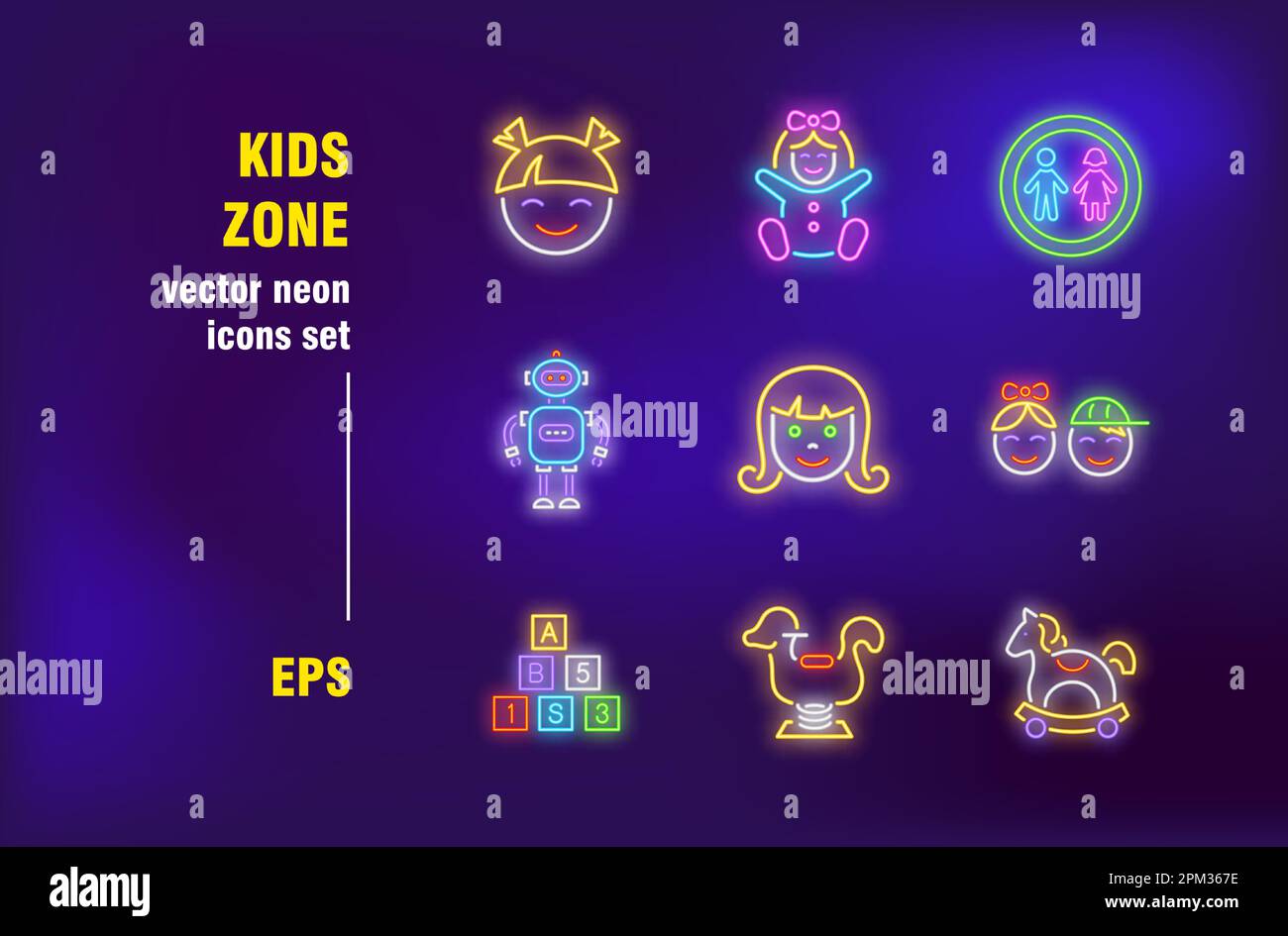 Kids zone neon signs set Stock Vector Image & Art - Alamy