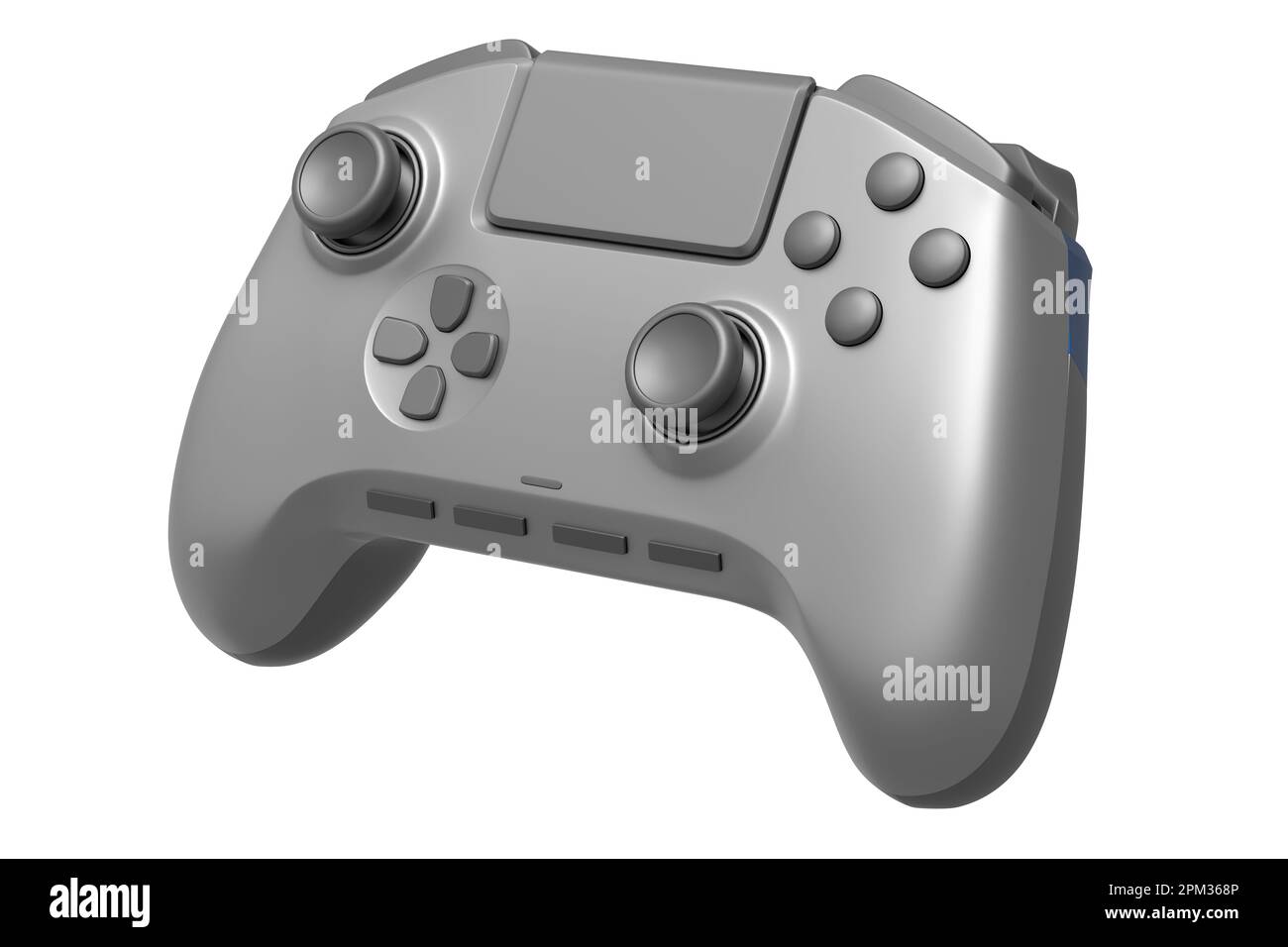 Realistic video game joystick with metallic chrome texture isolated on ...