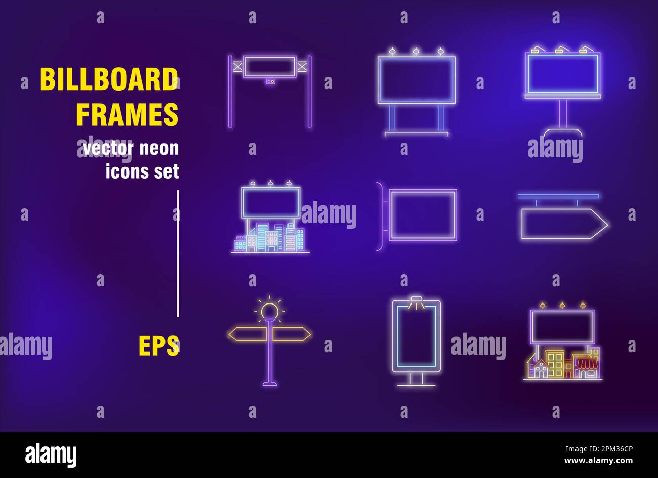 Billboard frames neon signs set Stock Vector Image & Art - Alamy