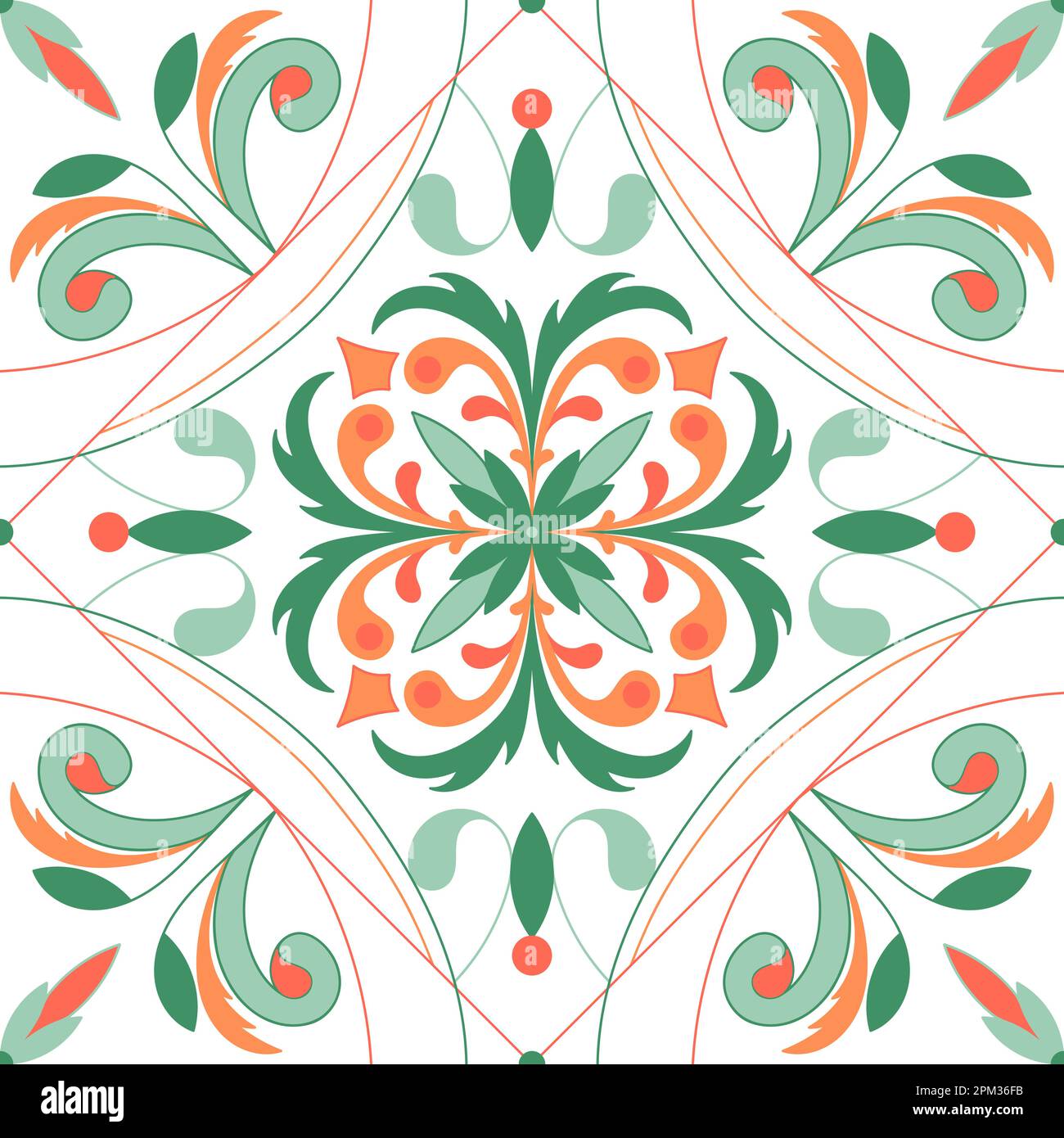 tile pattern vector seamless with ceramic ornament. Mexican talavera ...