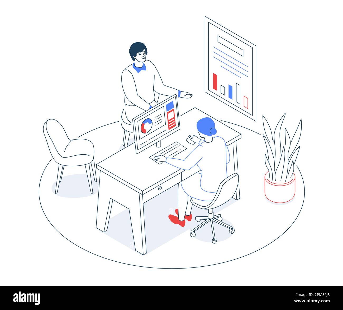 Analysis of statistical data - modern line design style isometric ...