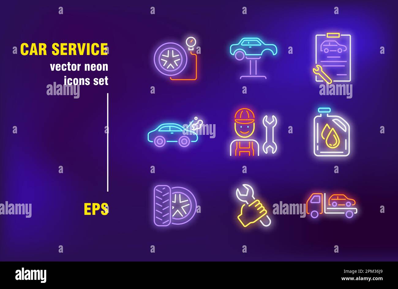 Car repair neon signs set Stock Vector Image & Art - Alamy