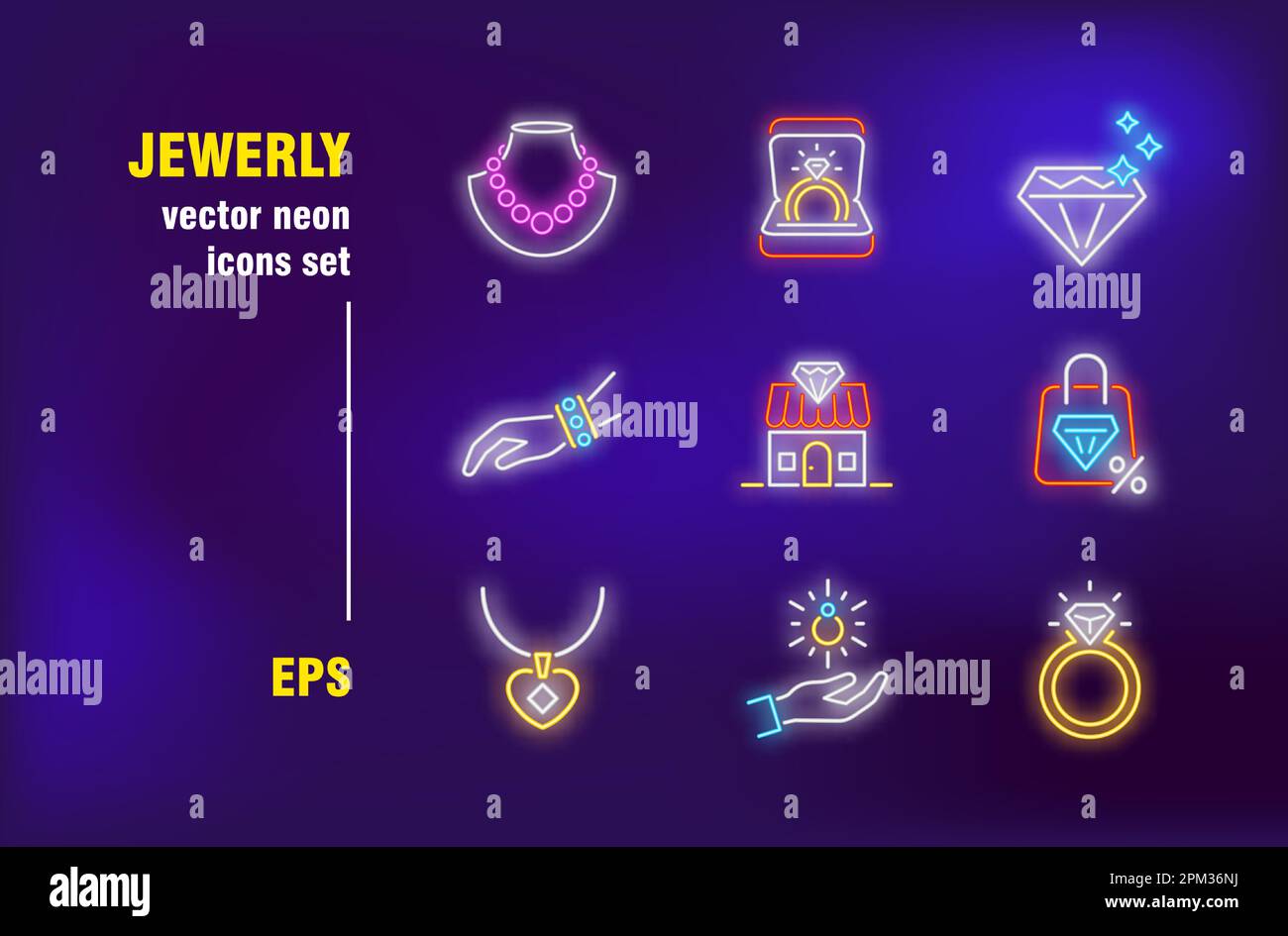 Jewelry neon signs set Stock Vector Image & Art - Alamy