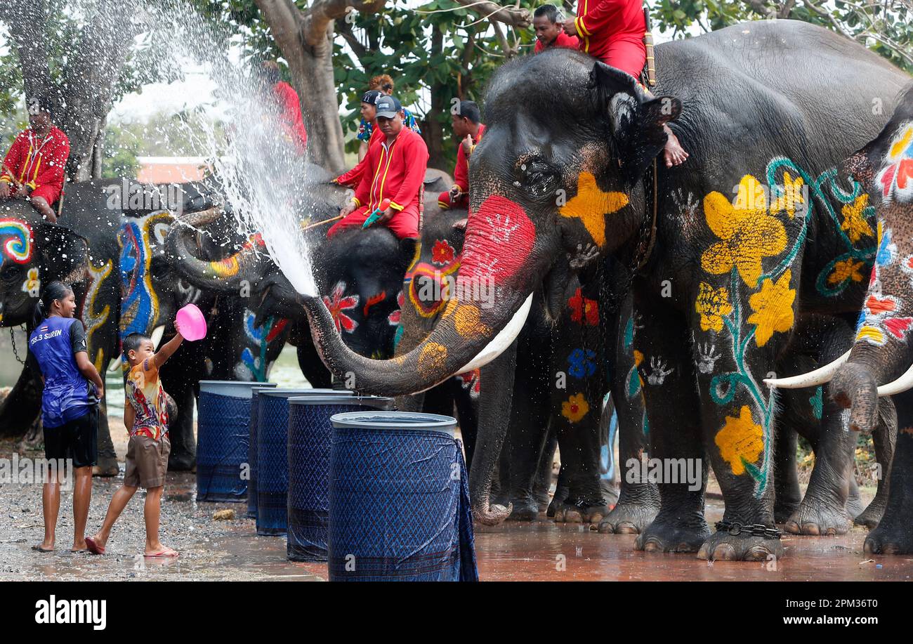 Elephants with children hi-res stock photography and images - Alamy
