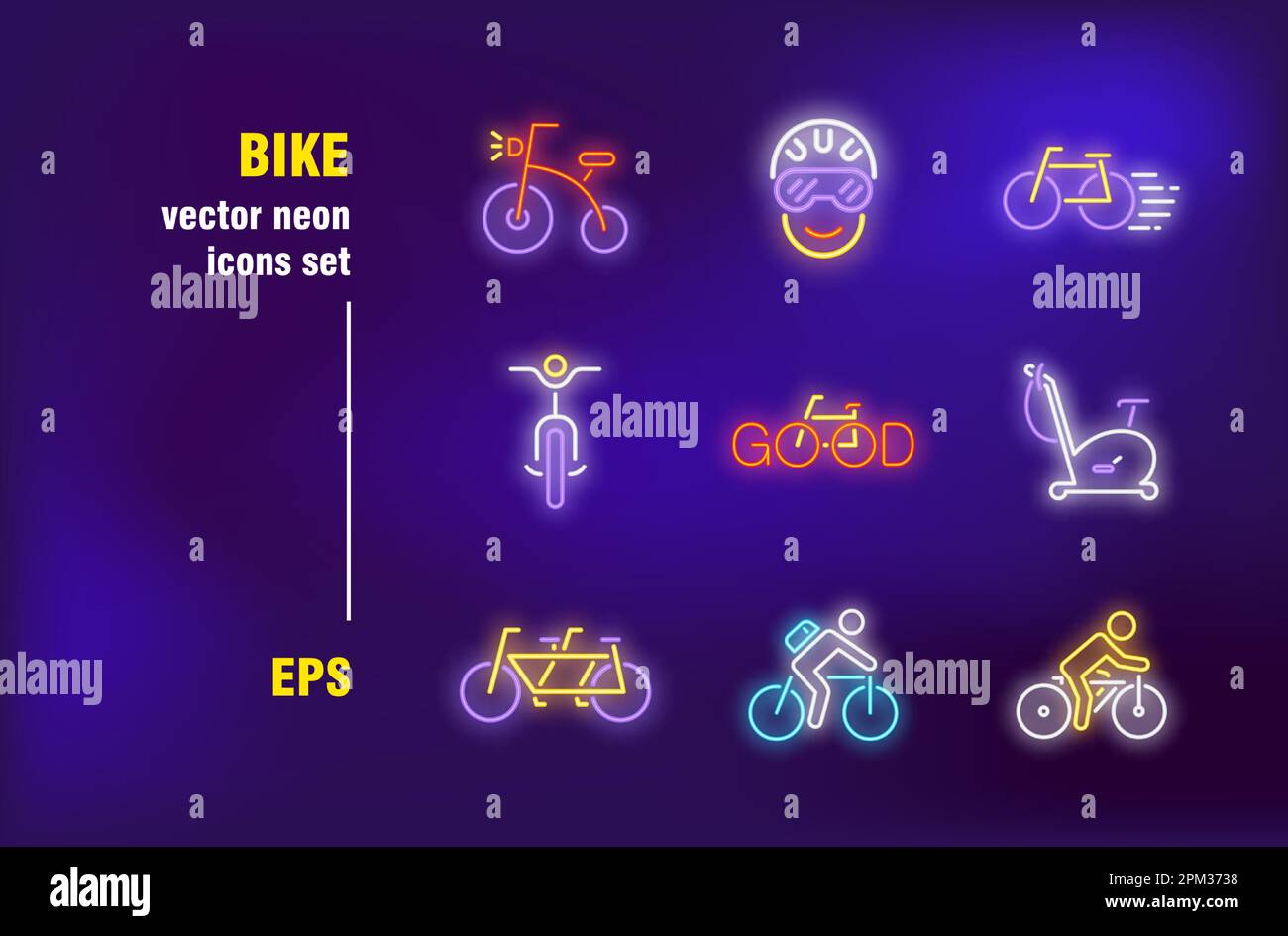 Bikes collection in neon style Stock Vector Image & Art - Alamy
