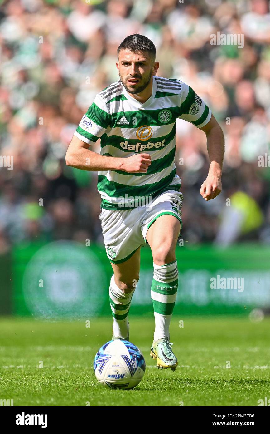 Greg Taylor of Celtic during the cinch Premiership match at Celtic Park ...