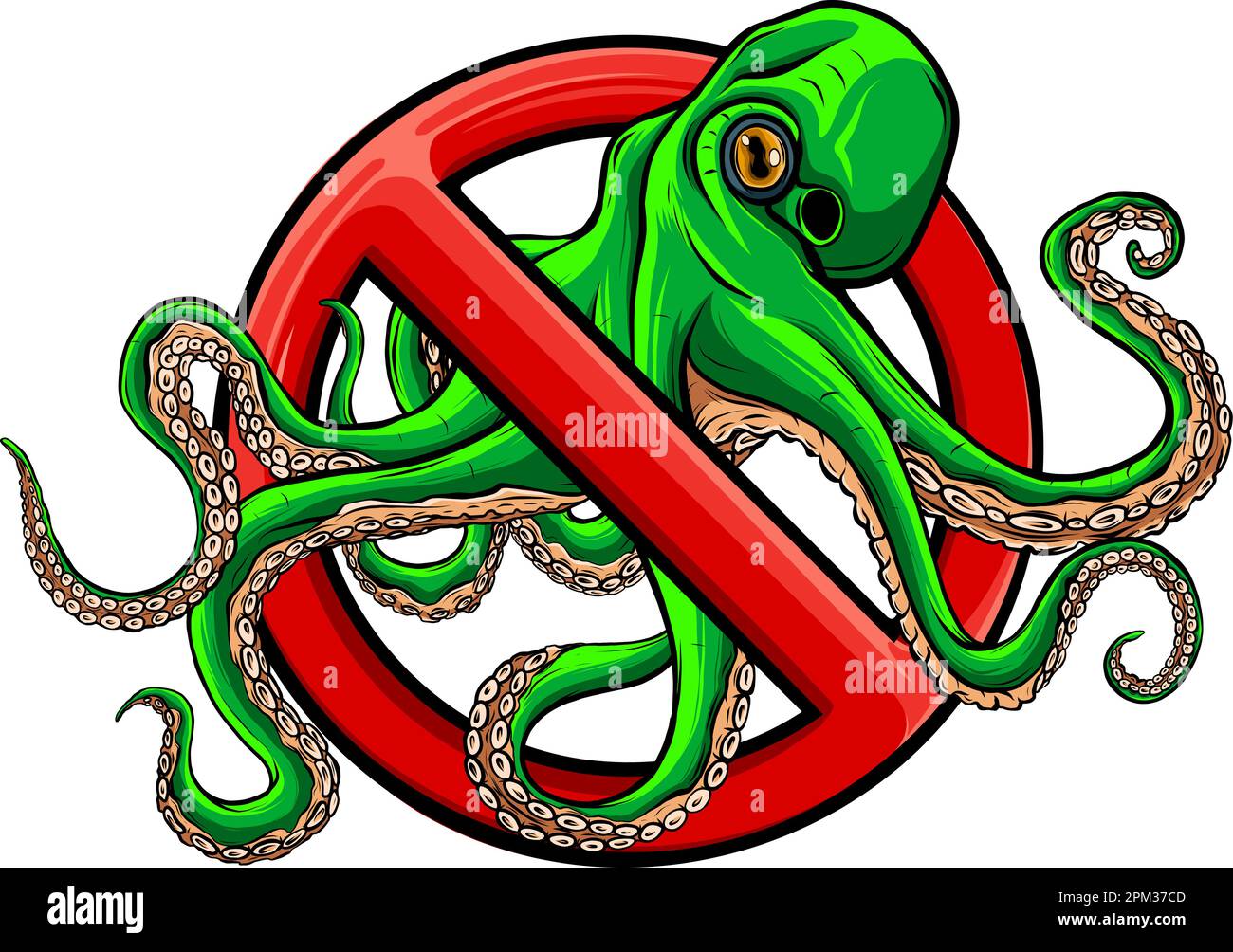 No Octopus Symbol Isolated on White Background. Underwater Animal ...