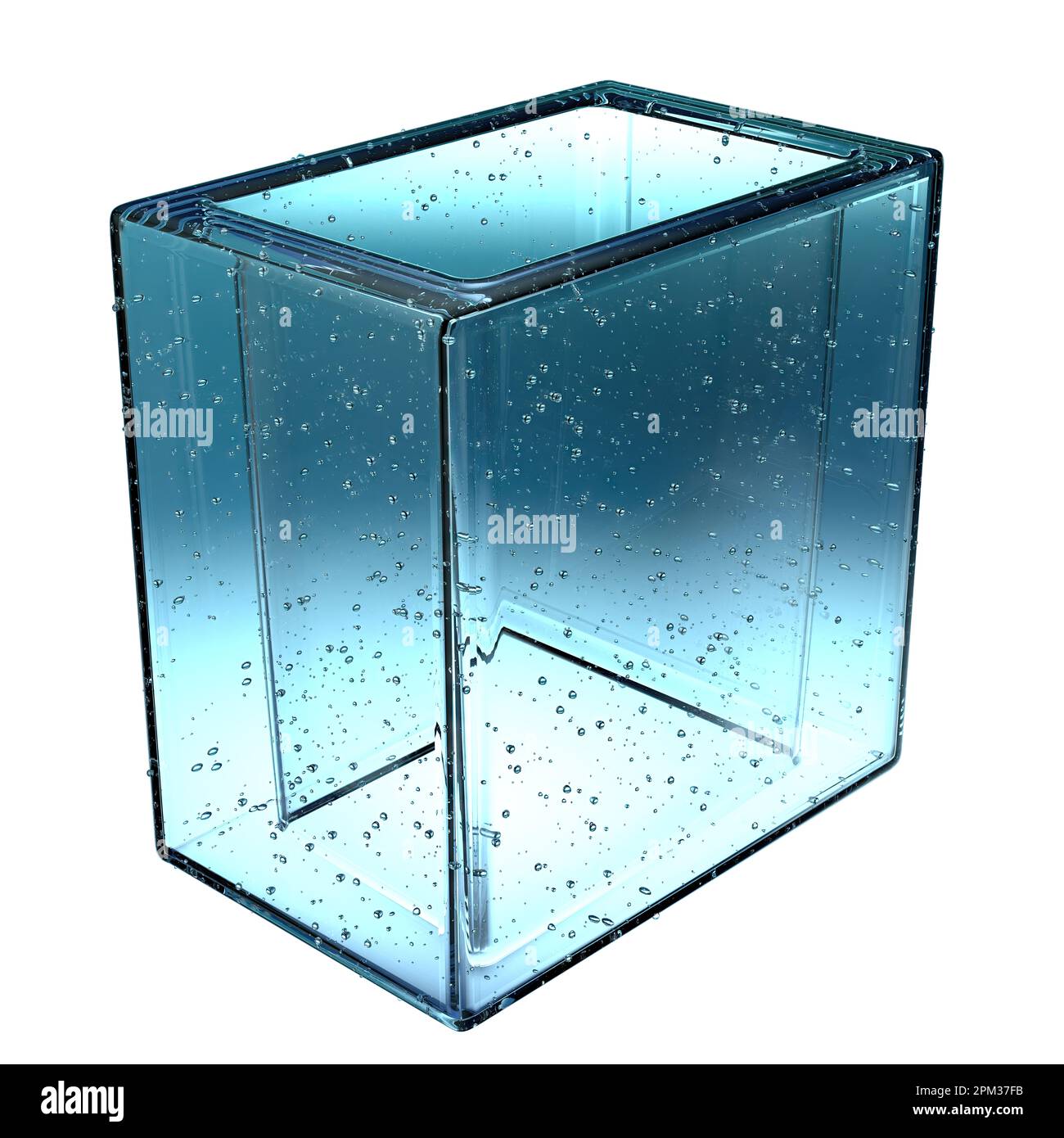 isolated transparent watery crystal box geometry abstract cold icy ...