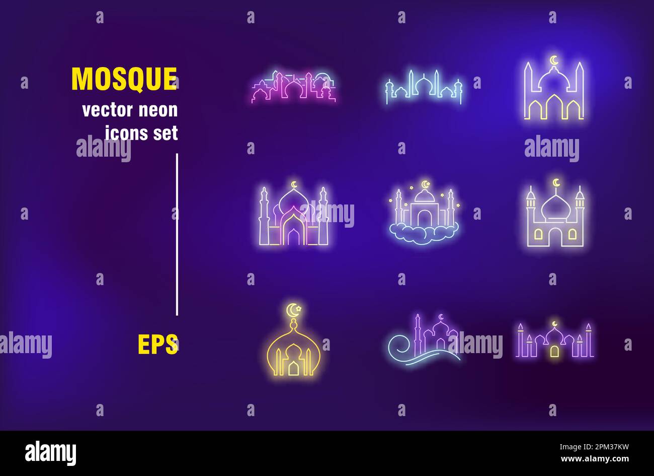 Tower mosque night crescent Stock Vector Images - Alamy