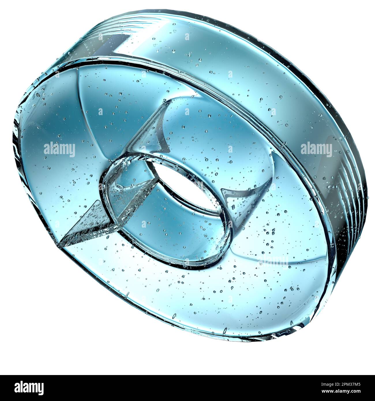 isolated transparent watery crystal cylinder geometry abstract cold icy ...