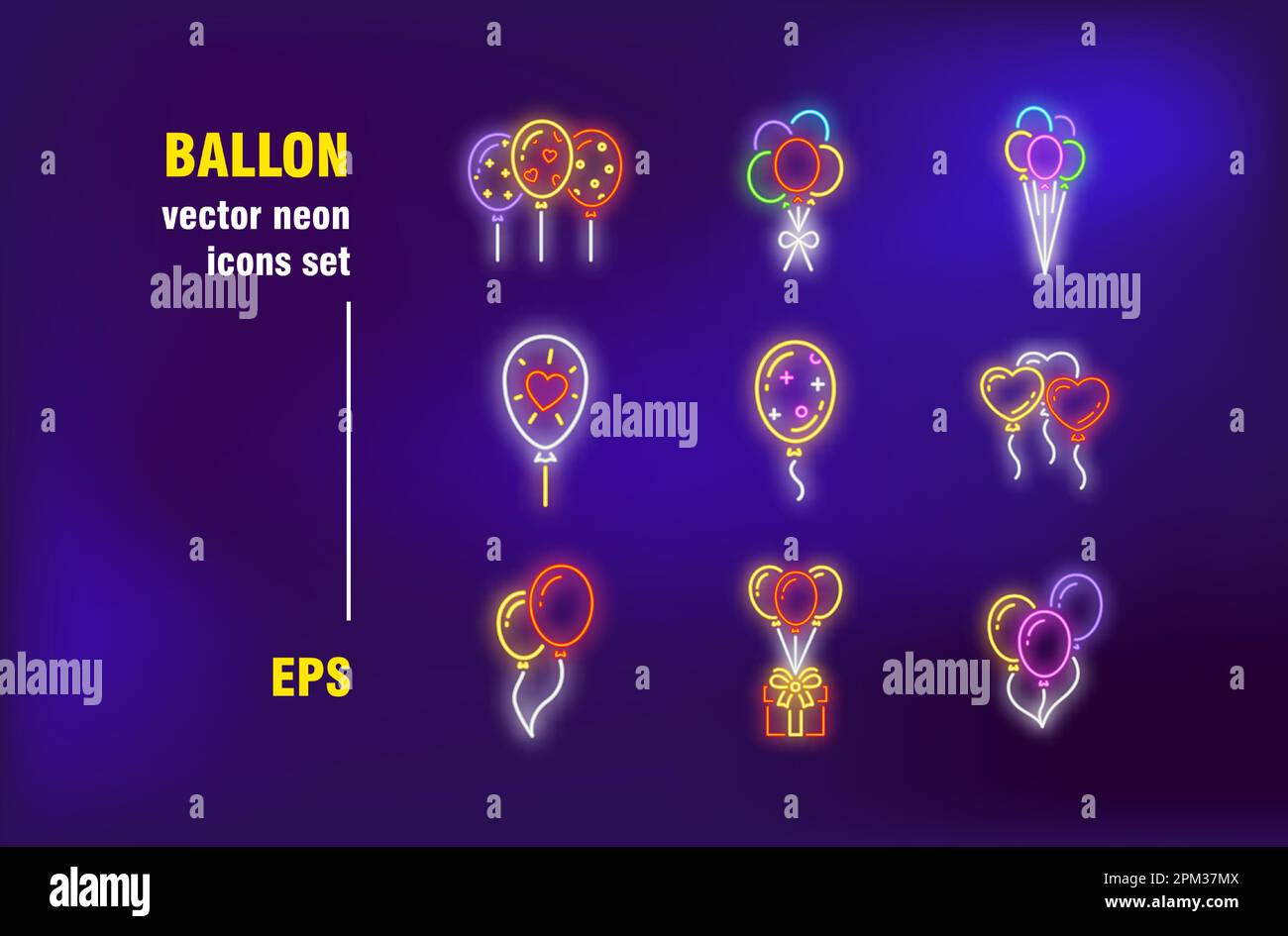 Balloons neon signs set Stock Vector Image & Art - Alamy