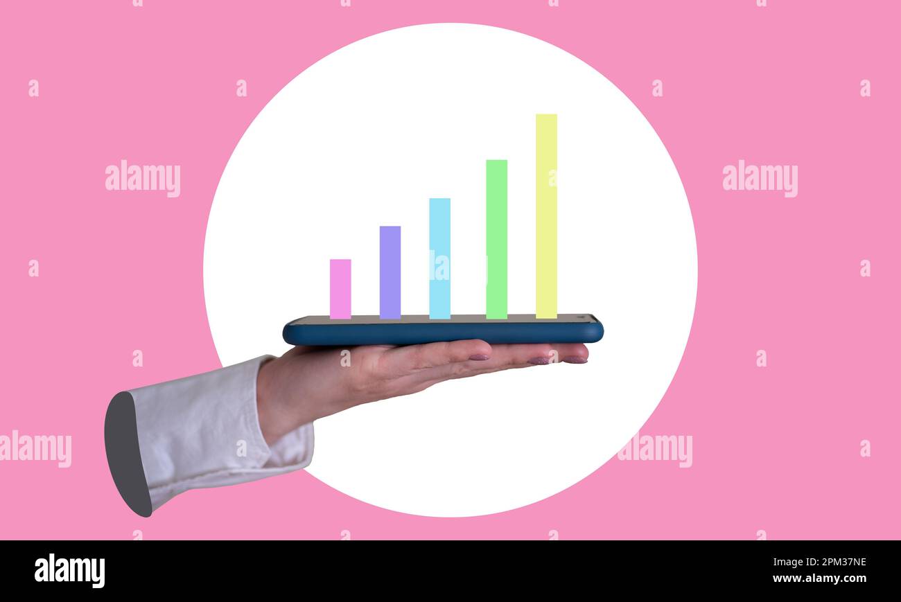 Currency trading. Projection of currency growth chart, modern art ...